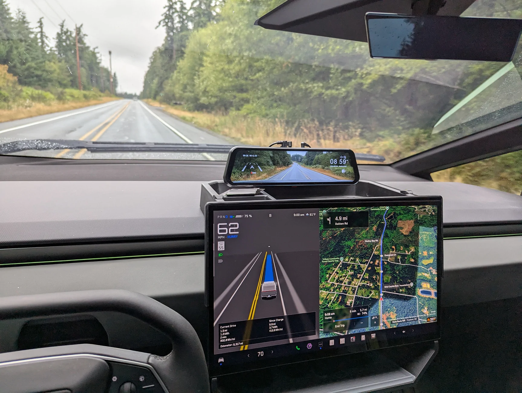 Installed Wolfbox G900 Pro Dashcam on Dash tray | Tesla Cybertruck ...