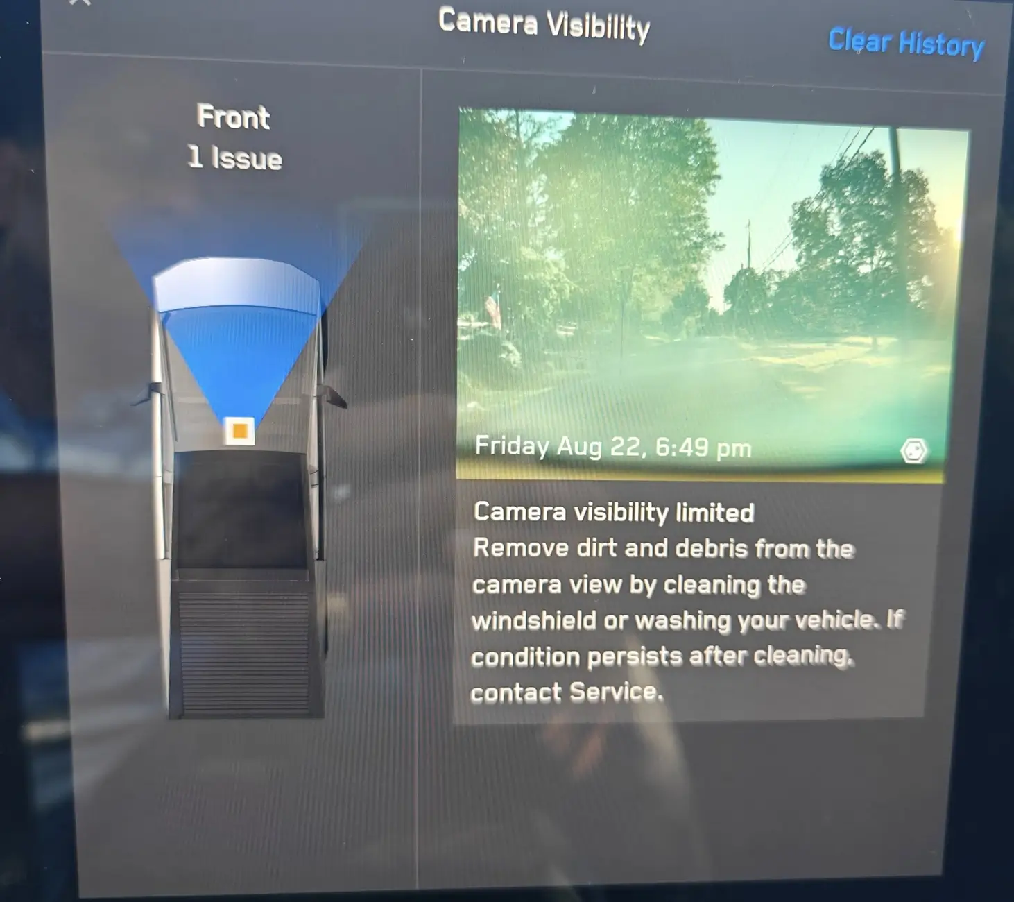 Camera Visibility Limited - Message (any thoughts) | Tesla Cybertruck ...