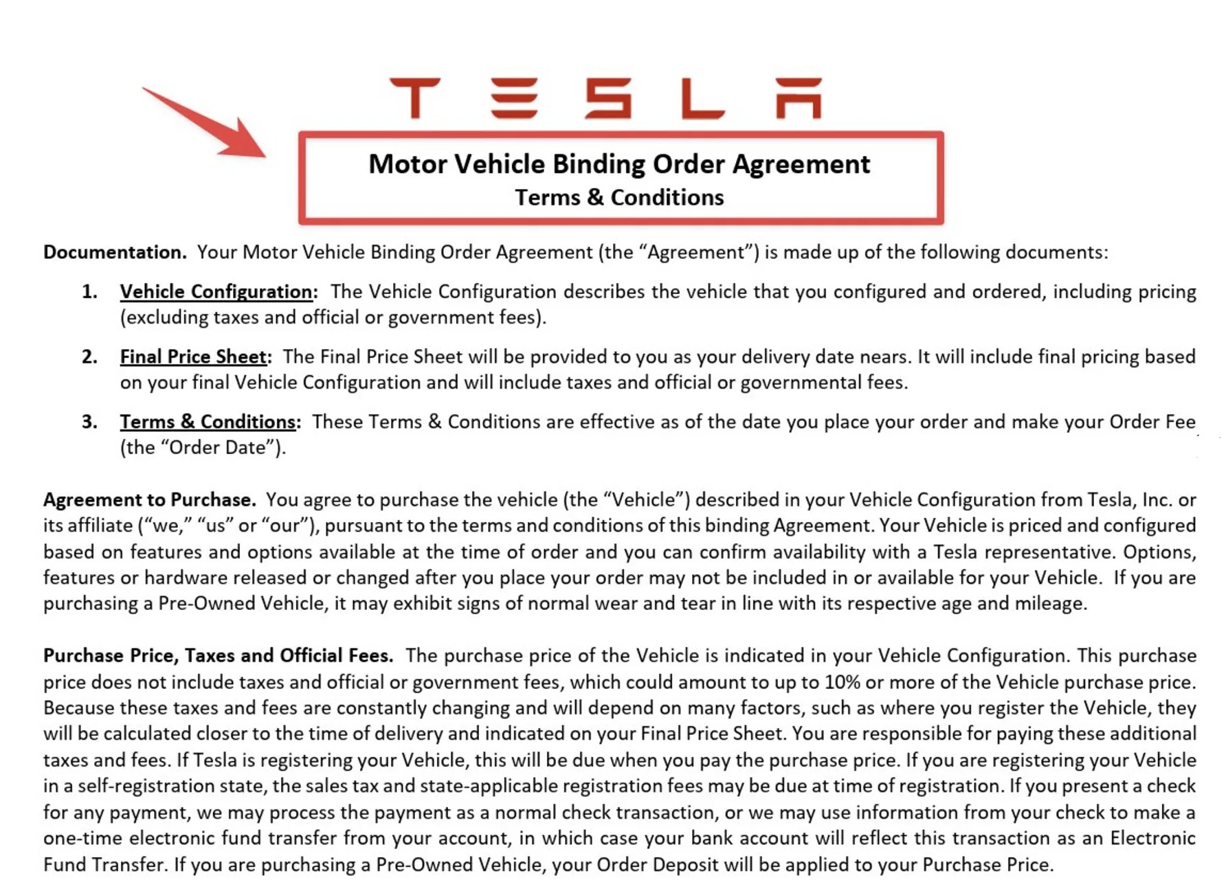 Tesla order agreement is now a "BINDING ORDER AGREEMENT" to take ...