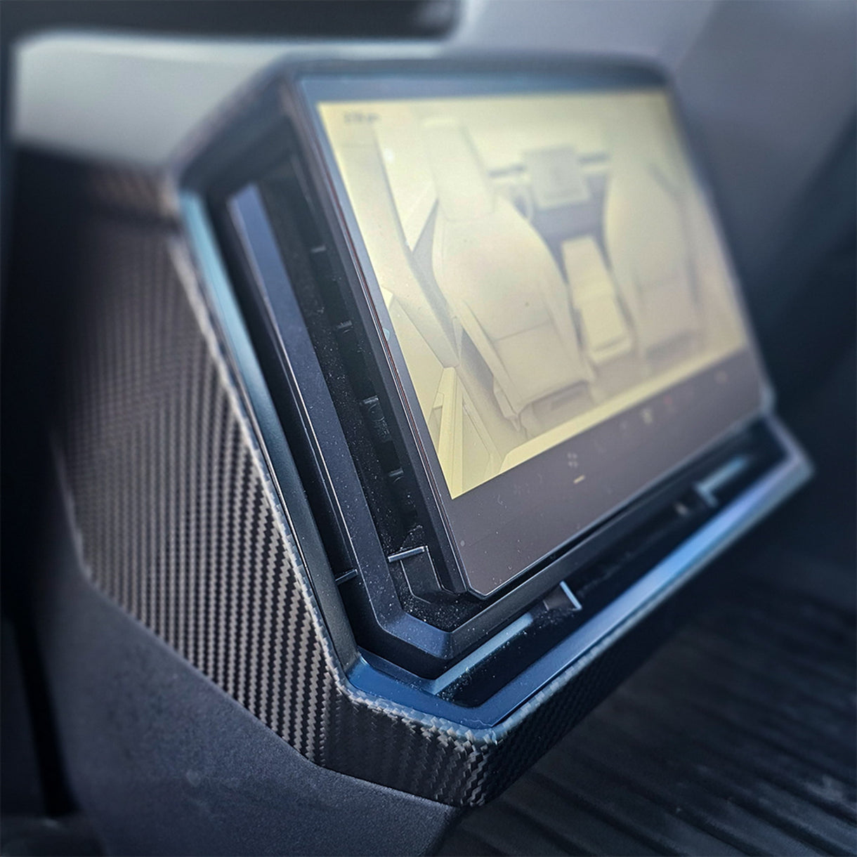 Upgrade Your Cybertruck Interior with the Carbon Fiber Rear Screen Trim ...