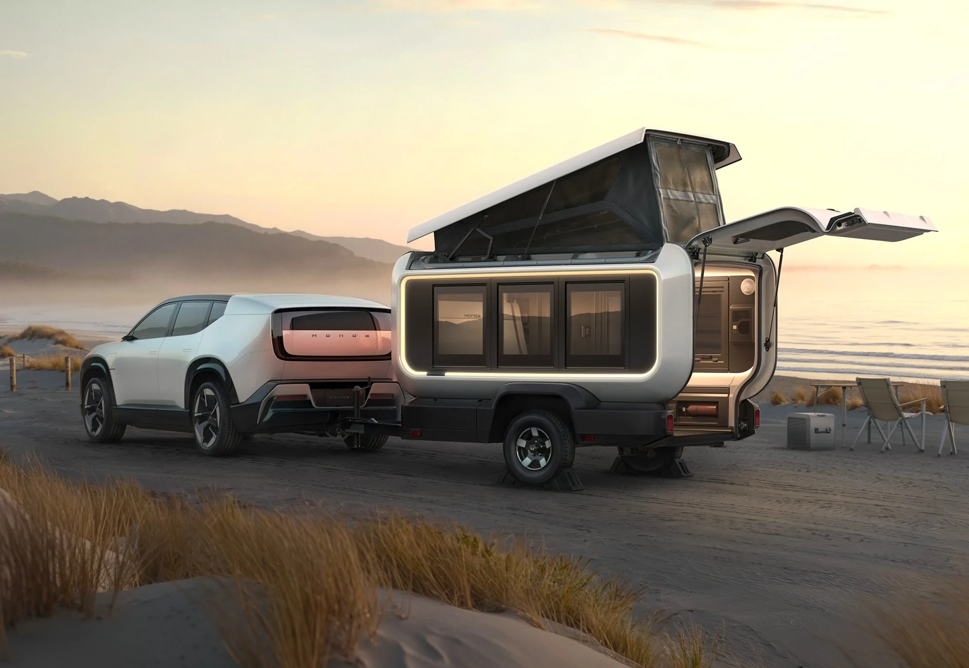 Lightweight Travel Trailer by Honda (Base Station) | Tesla Cybertruck ...