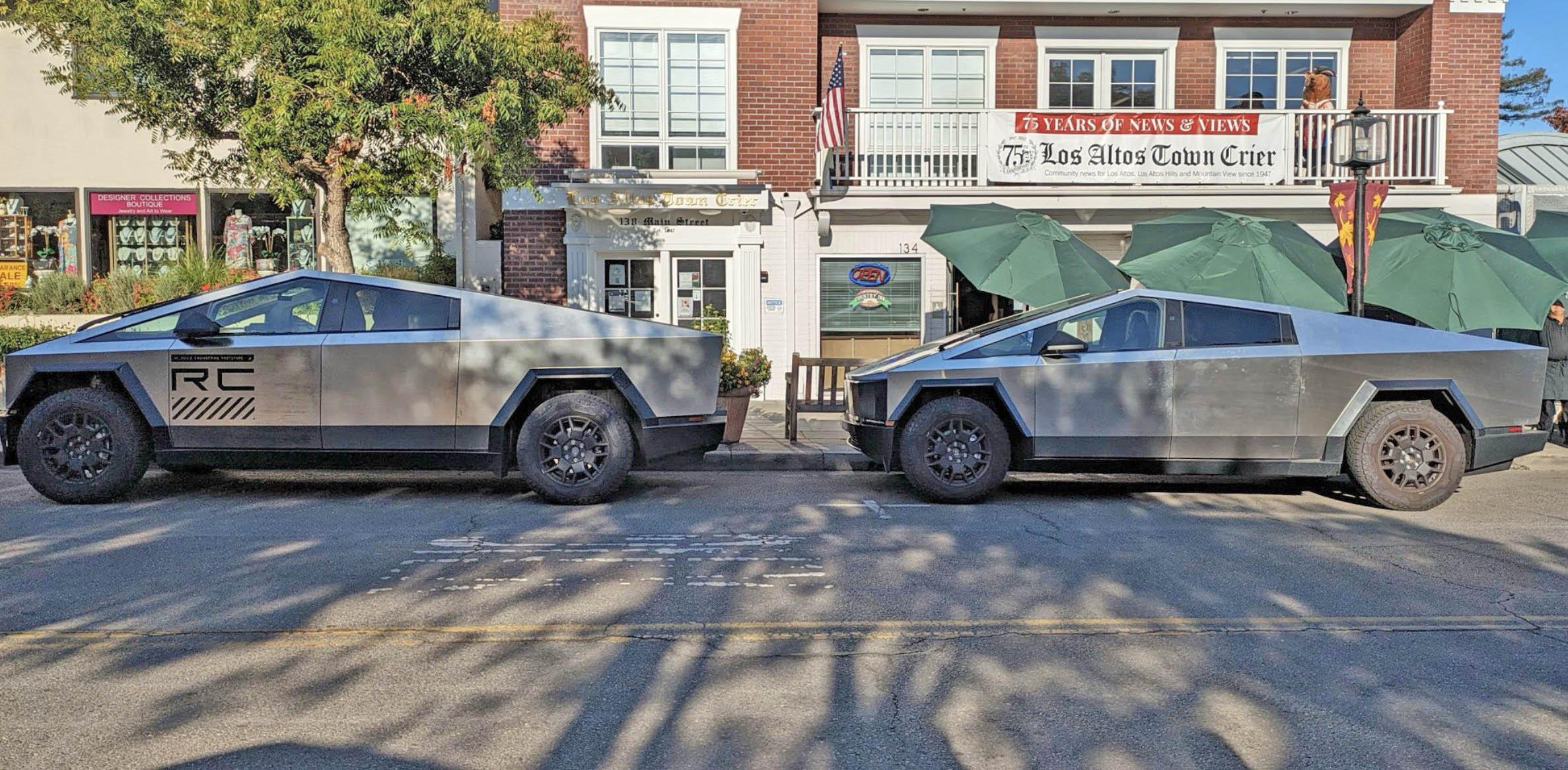 Multiple Cybertrucks parked together in Los Altos downtown, looking ...