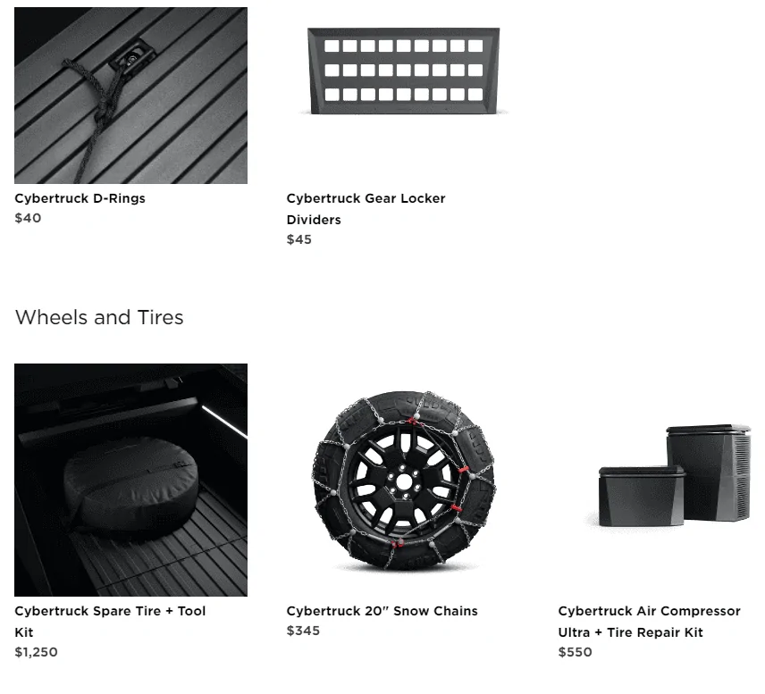 Official Cybertruck Accessory store is live!! Includes: Tailgate ramp ...