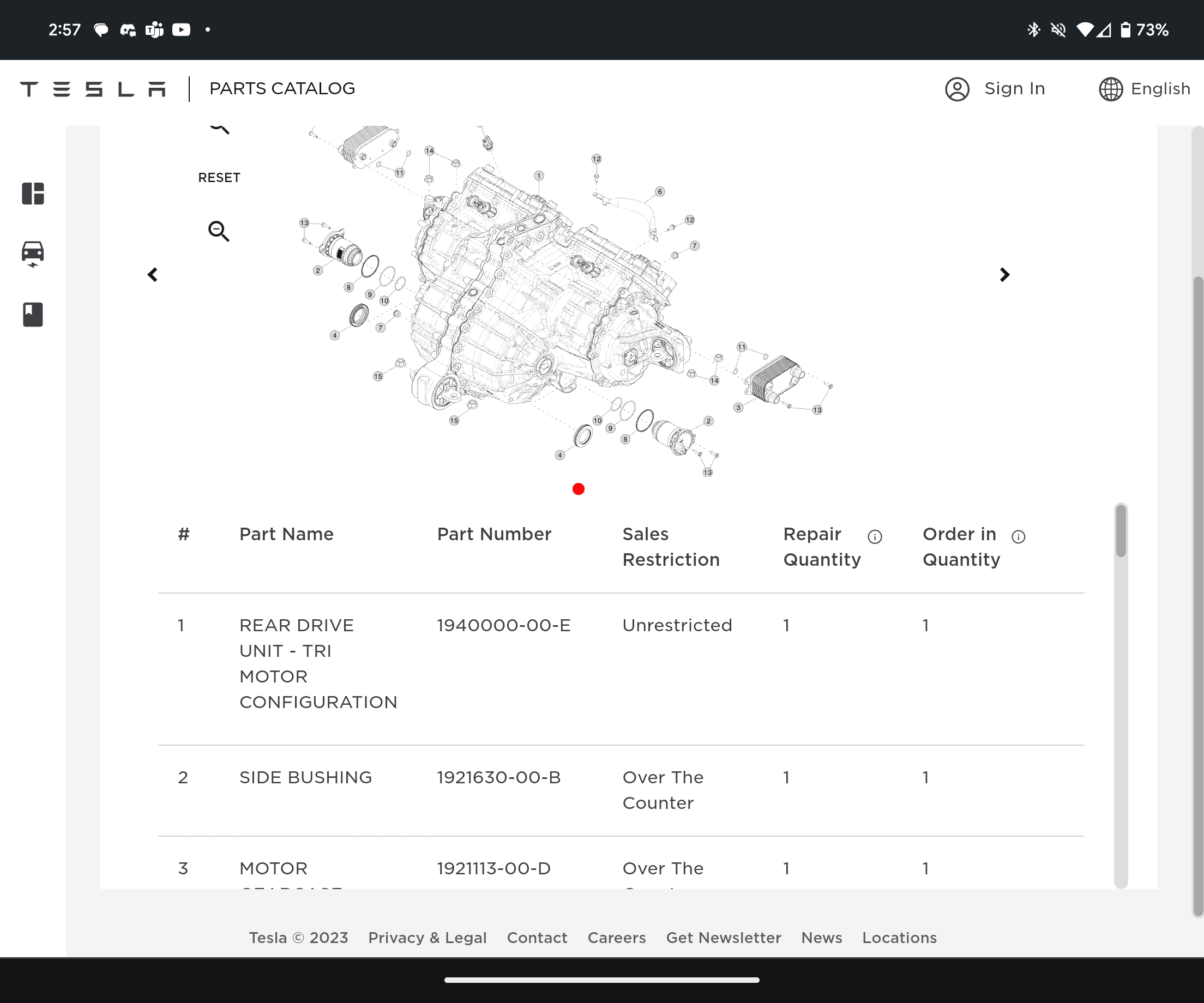 Cybertruck EPC parts catalog page is up! -- Part numbers # and ...