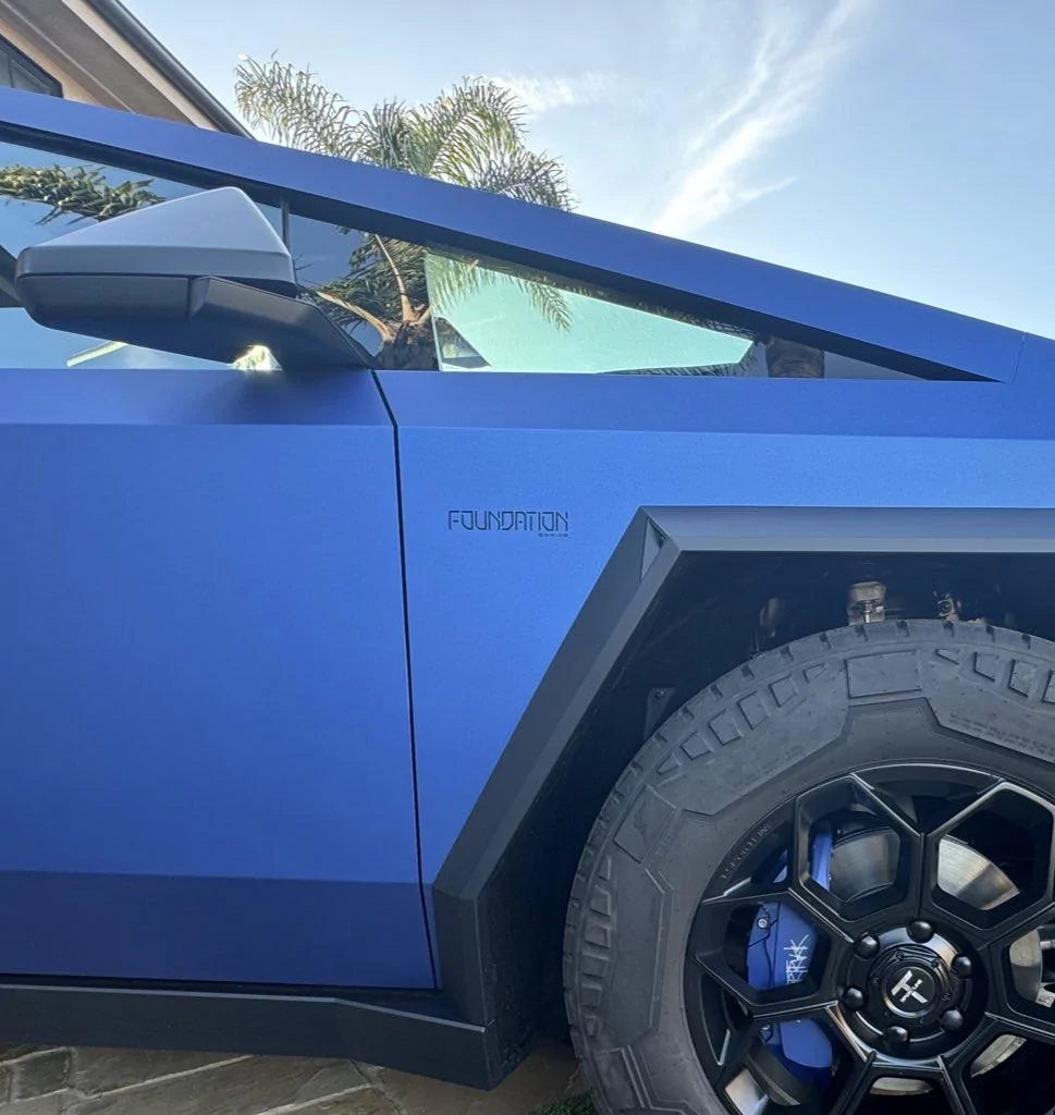 My Cybertruck in matte blue wrap + TSportline 20" CT7 Wheels + Painted ...