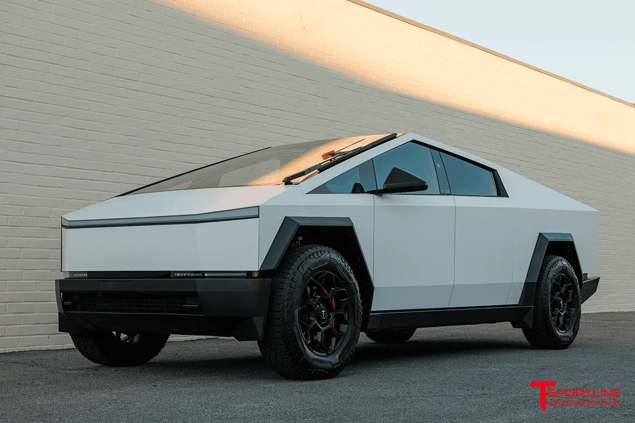 My Cybertruck in matte blue wrap + TSportline 20" CT7 Wheels + Painted ...