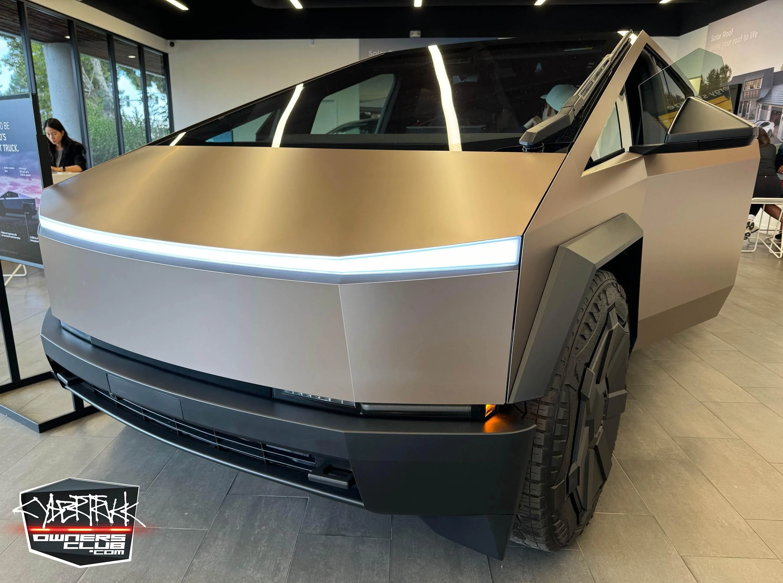 Satin Rose Gold Factory PPF wrap on Cybertruck - job quality closeup ...