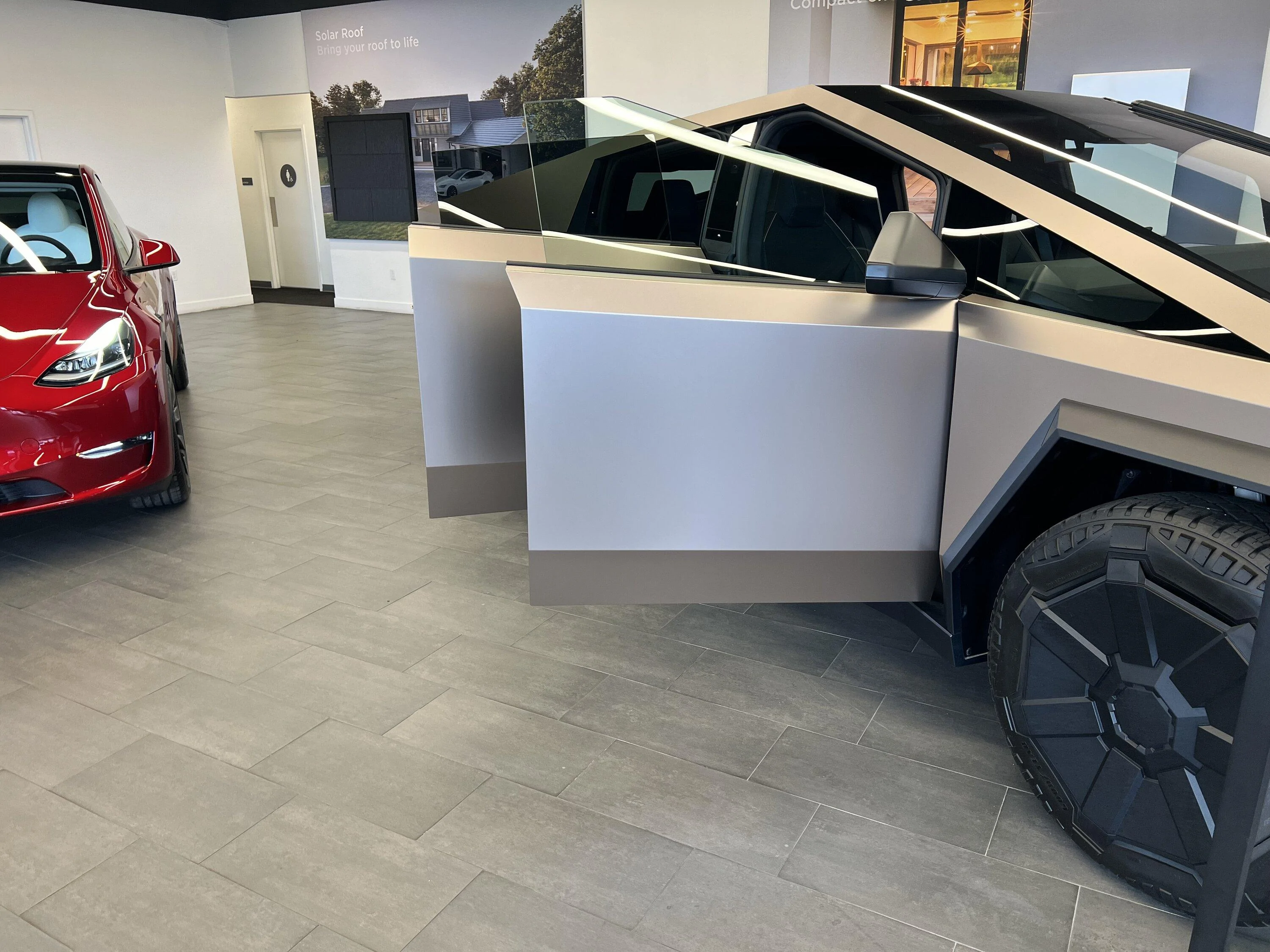 Satin Rose Gold Factory PPF wrap on Cybertruck - job quality closeup ...