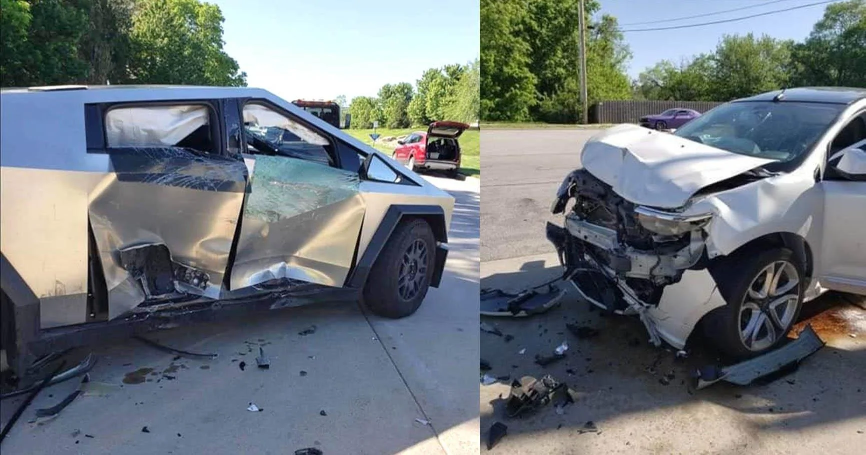 Cybertruck T-Bone accident at high speed - damage photos | Tesla ...