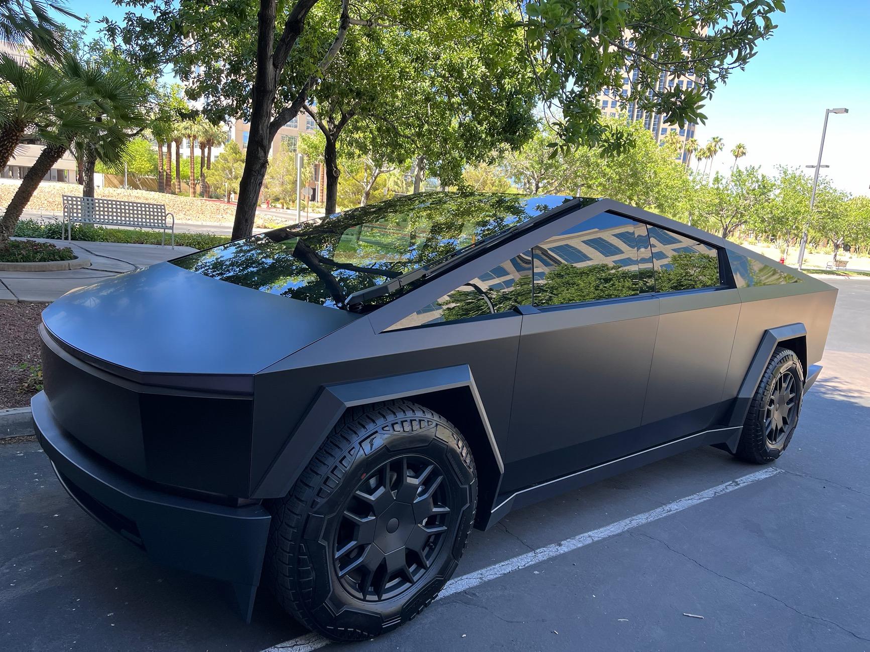 Satin Black Batmobile Beast w/ Side Mirror Delete | Tesla Cybertruck ...