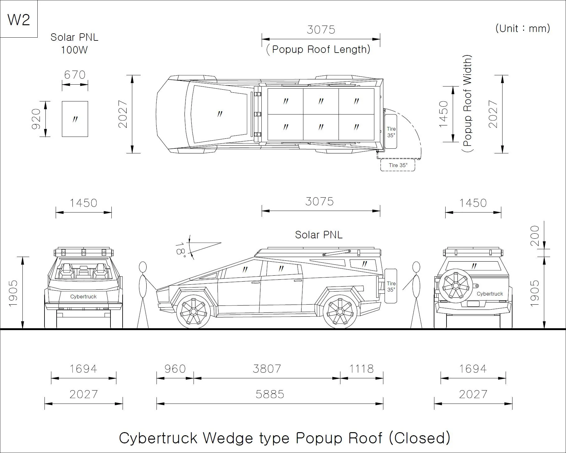 Cybertruck camper with spare tire carrier on tailgate | Tesla ...