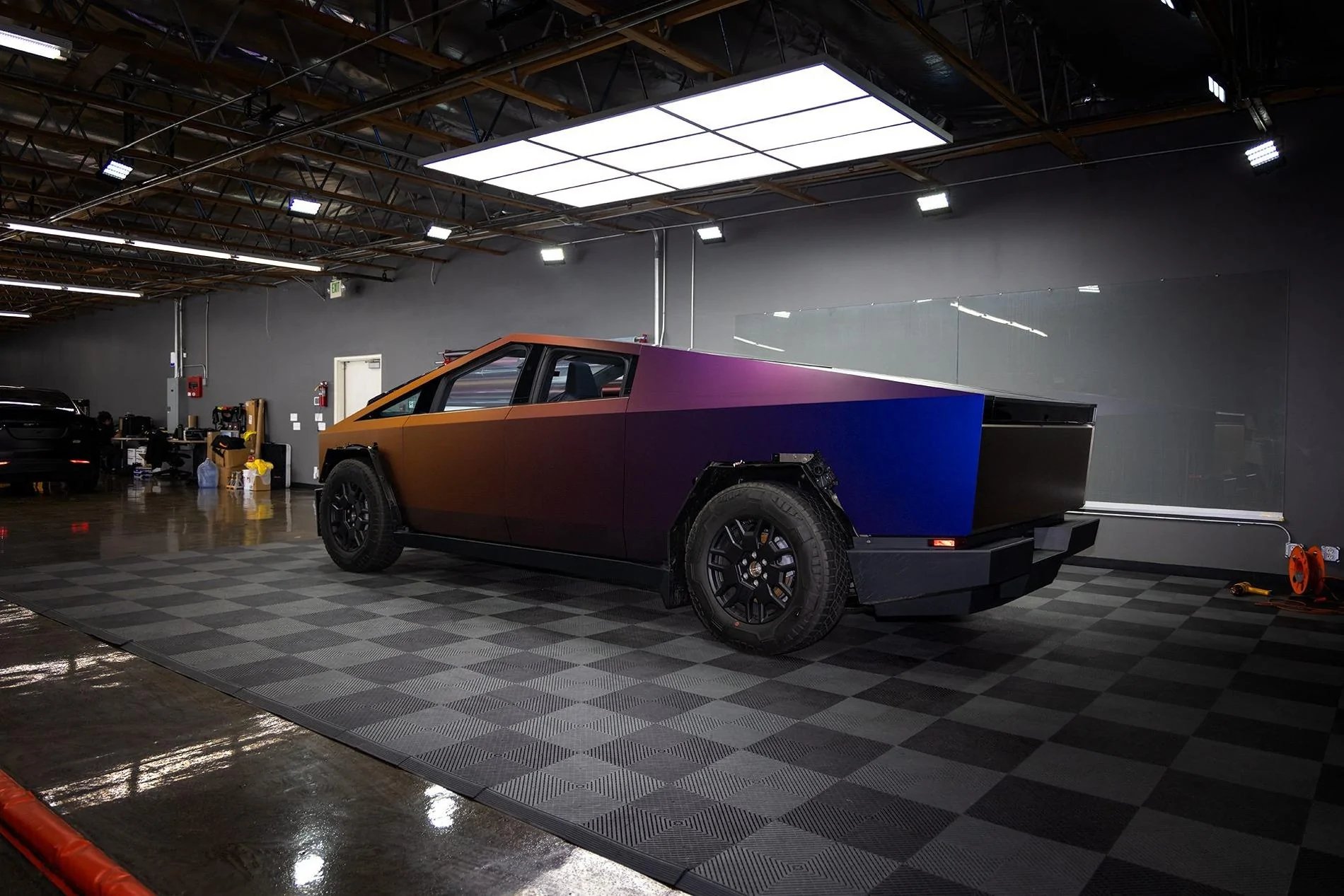 Satin Roaring Thunder Vinyl Wrapped Cybertruck (Chameleon / Color Shift ...