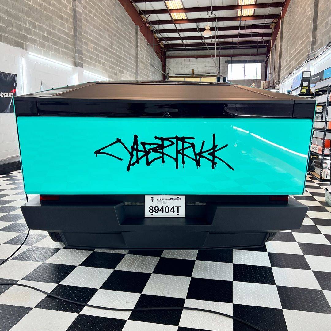 (Pure PPF) Teal Topaz Paint Protection Film on Cybertruck wrapped by ...