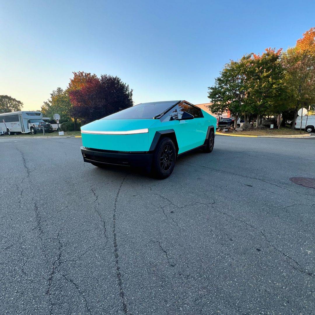 (Pure PPF) Teal Topaz Paint Protection Film on Cybertruck wrapped by ...
