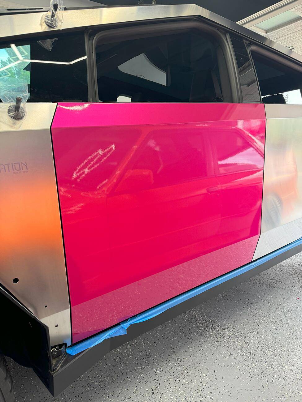 DIY'd my first wrap! Cosmos Pink Gloss Metallic KPMF vinyl | Tesla ...