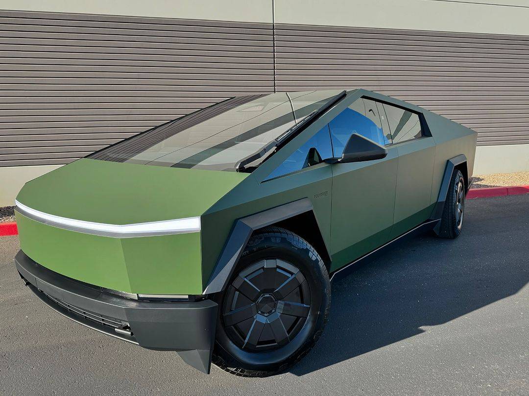 (PURE PPF) Satin Military Green Cybertruck wrapped by AZ Auto ...
