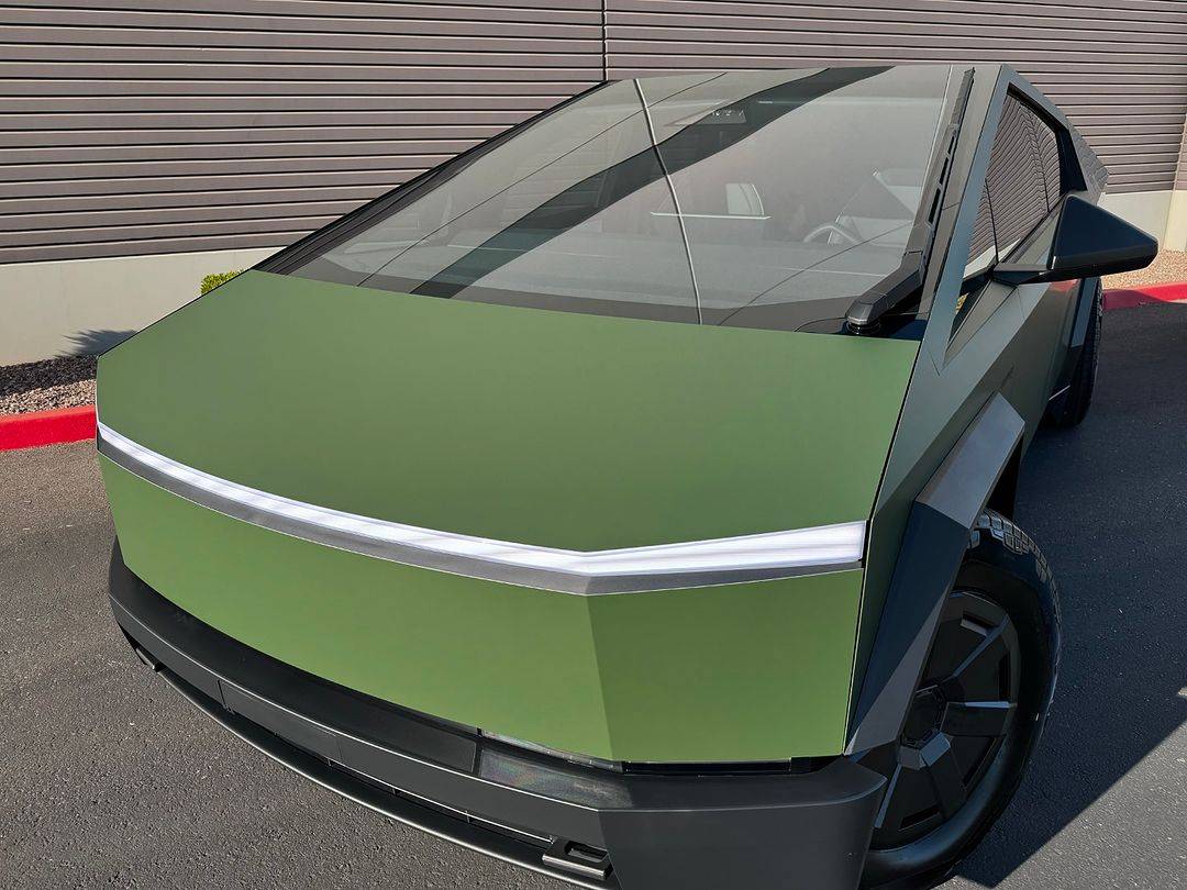 (PURE PPF) Satin Military Green Cybertruck wrapped by AZ Auto ...