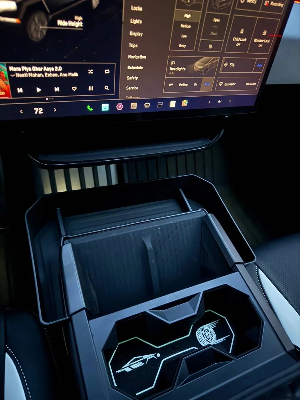 Cybertruck new accessories- console organizer, frunk cushion, glove box ...