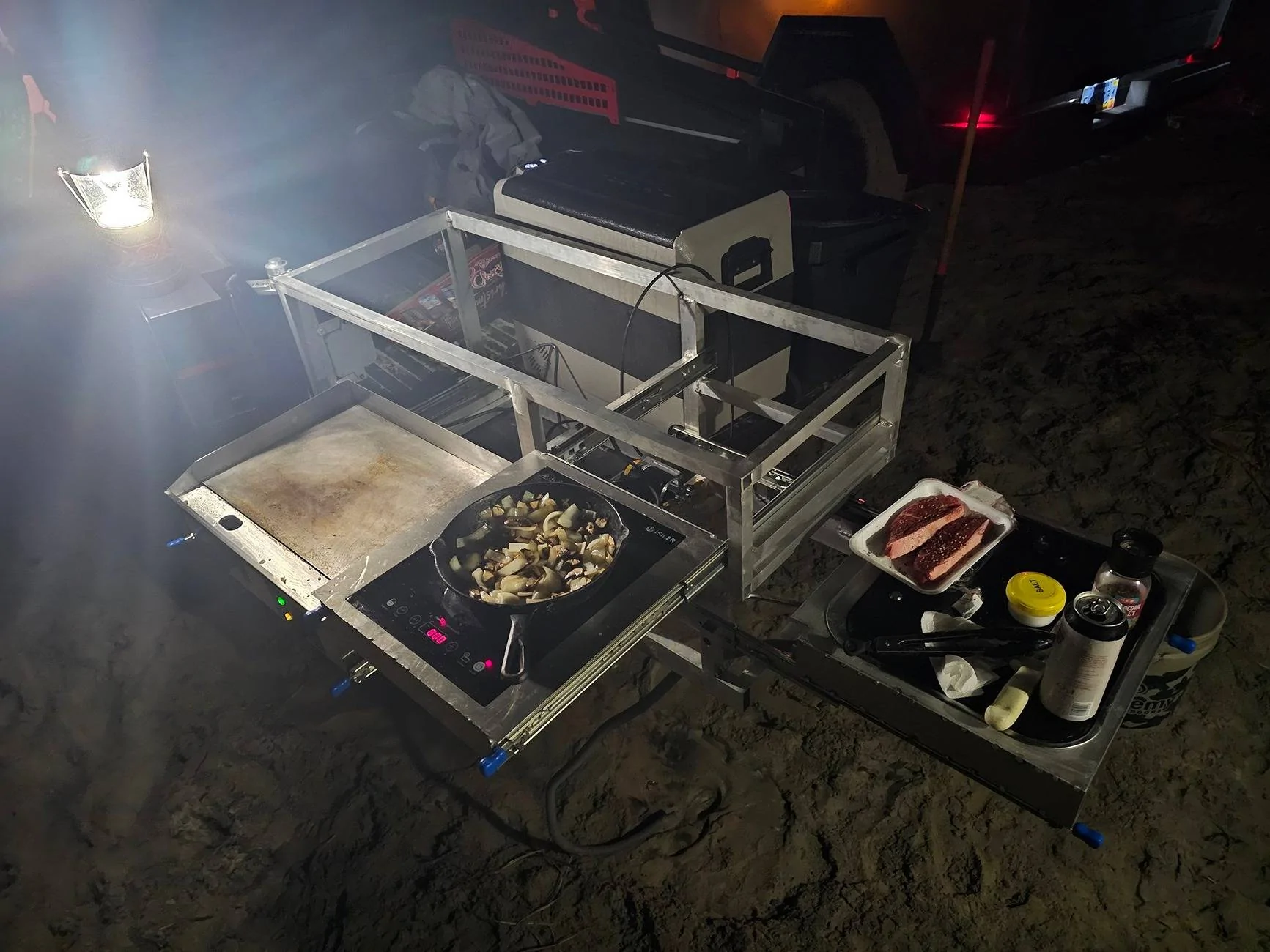 Custom Cybertruck camp kitchen with grill and sink | Tesla Cybertruck ...