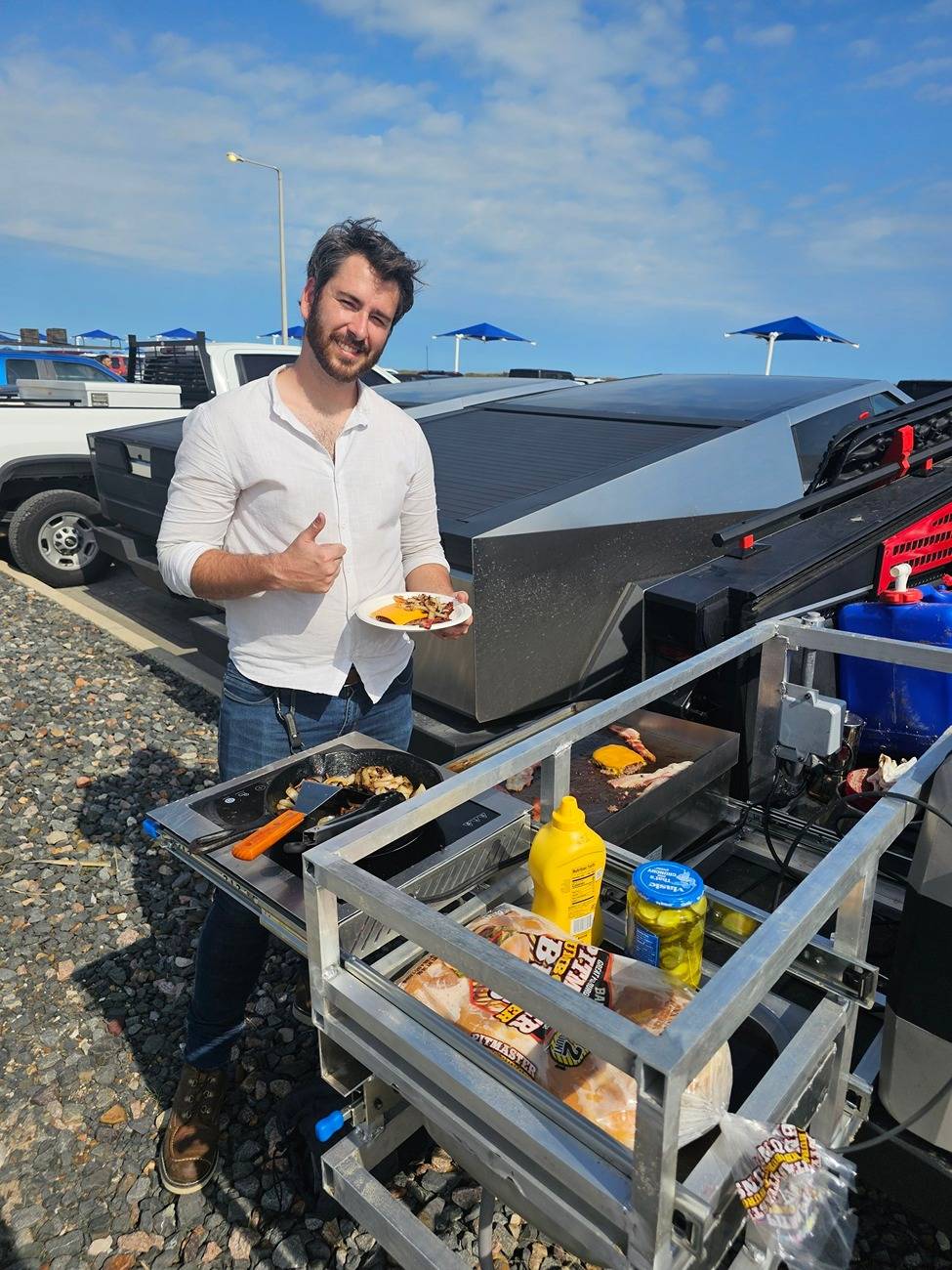 Custom Cybertruck camp kitchen with grill and sink | Tesla Cybertruck ...