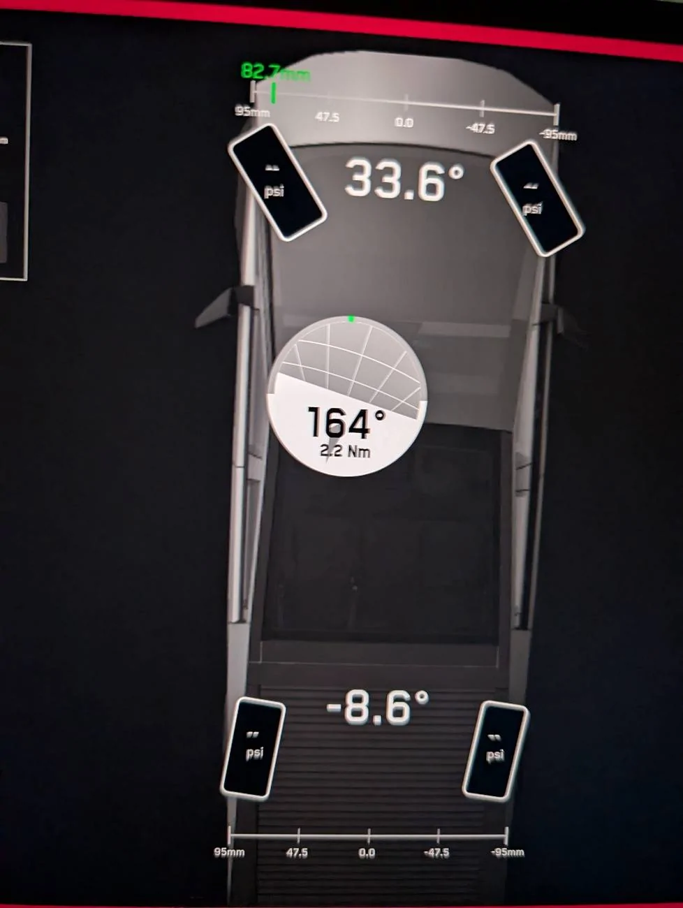 7 degrees of rear steering angle showing on my Cybertruck | Page 2 ...