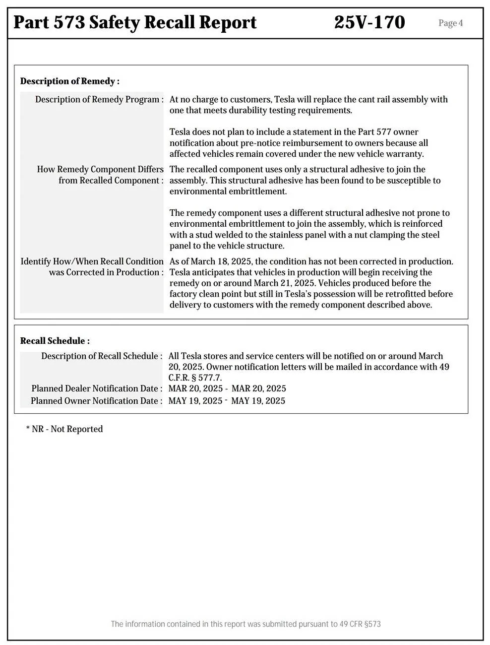 Recall: exterior trim / body panel detaching issue (46,096 Cybertrucks ...