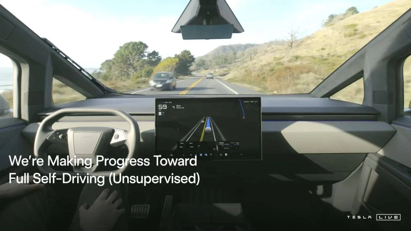 FSD Unsupervised (2025?) -- shown in Tesla all-hands livestream last ...
