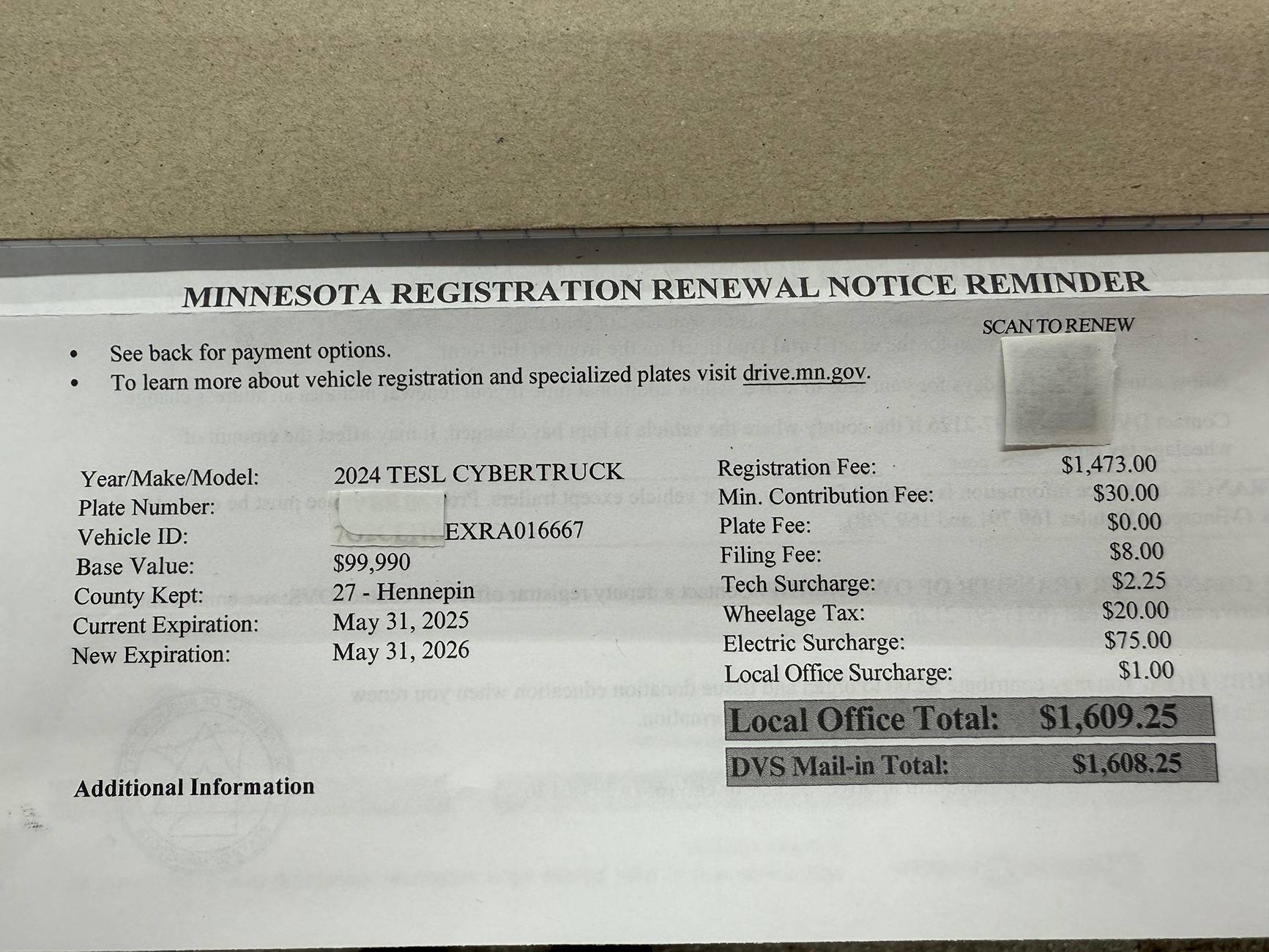 First registration renewal fee notice I was shocked [ADMIN WARNING: NO ...